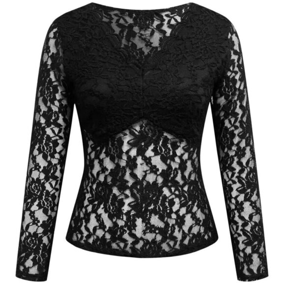 High-quality | Tops | Elegant Lace Vneck Stitching Top | Poshmark
